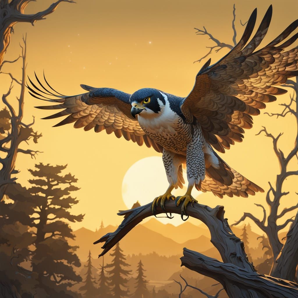 Majestic Peregrine Falcon in Hyper-Realistic Style - AI Art