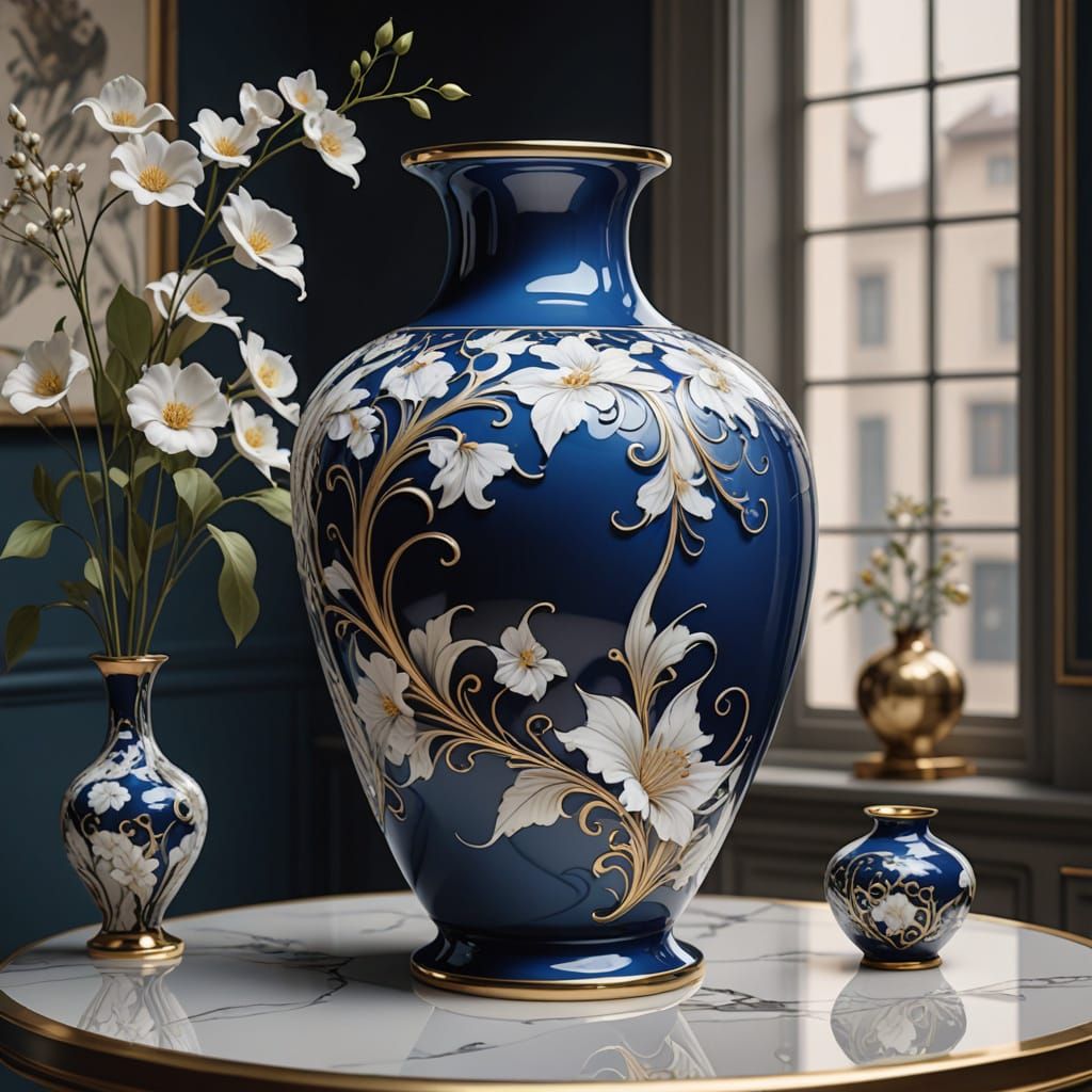 Golden Vase - Hyper-Realistic Porcelain Vase in Dali-Inspire...