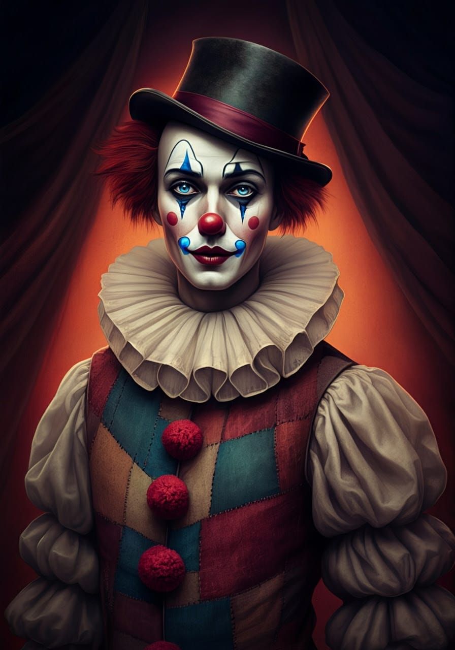 Vintage Circus Clown in Surreal Dreamscape - AI Art