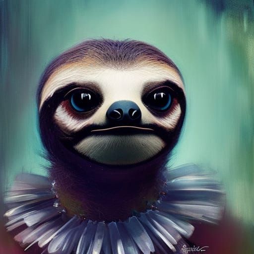 sloth as a sad clown - AI Generated Artwork - NightCafe Creator