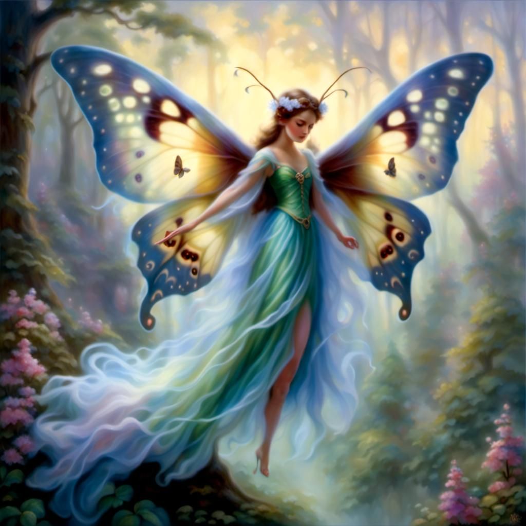 Silk moth fairy - AI Generated Artwork - NightCafe Creator