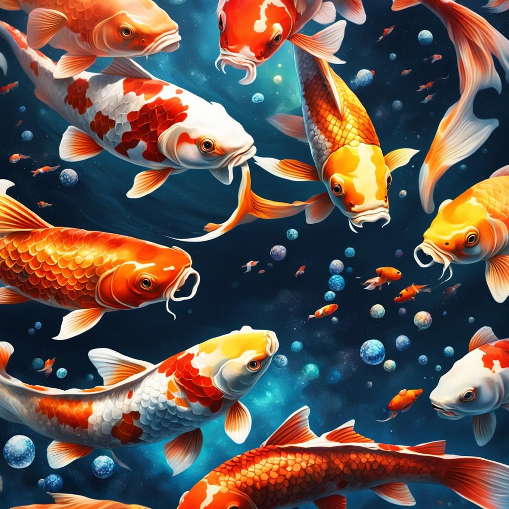 Koi carp floating through space - AI Generated Artwork - NightCafe Creator