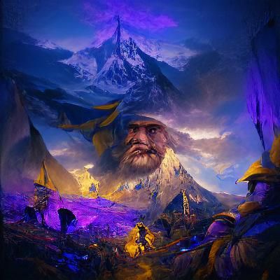 A lonely mountain with dwarves with blue eyes - AI Generated Artwork ...