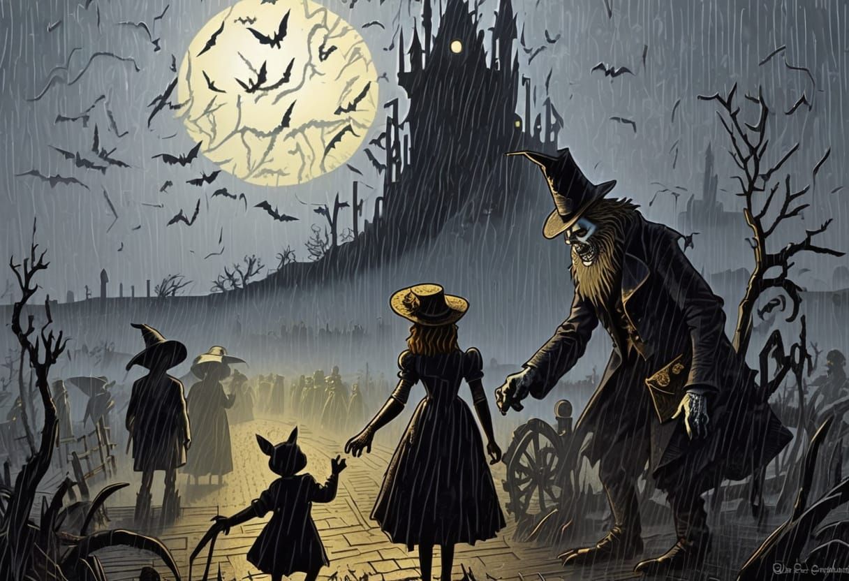 Gothic Wizard of Oz: A Dark and Gritty Encounter - AI Art