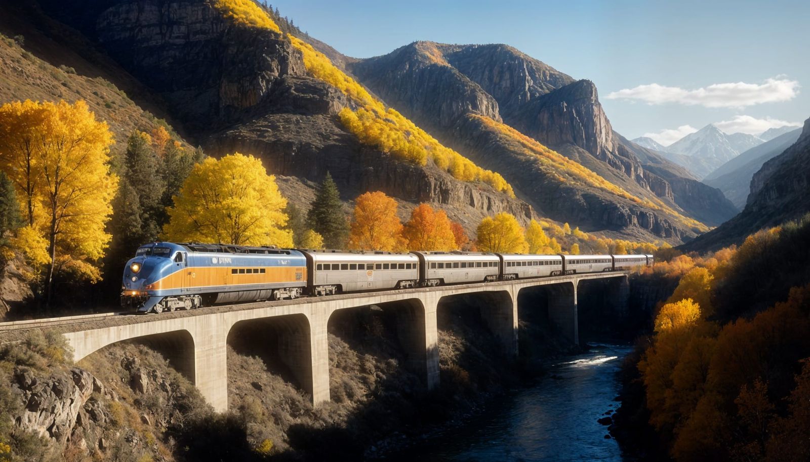An 1950s EMD-9 streamliner, its sleek, weathered body glinting in the ...