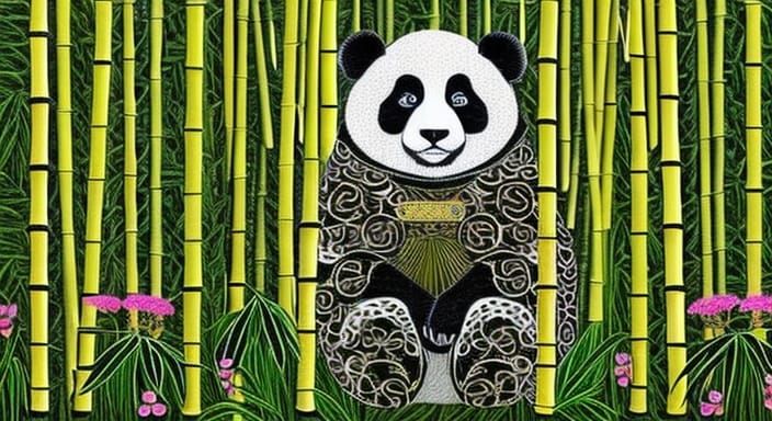 FOLK ART PANDA IN BAMBOO FOREST - AI Generated Artwork - NightCafe Creator