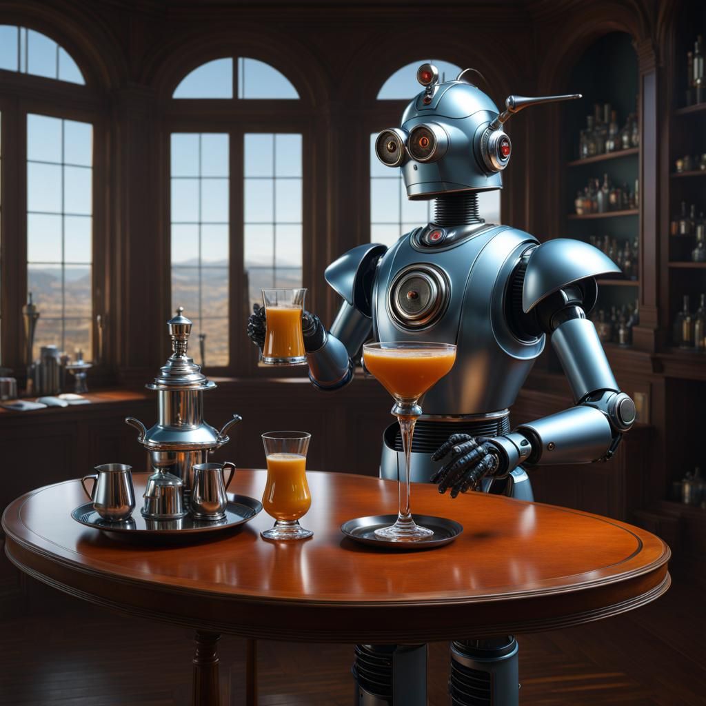 The robot butler serving a drink butler bioenhanced human body ...