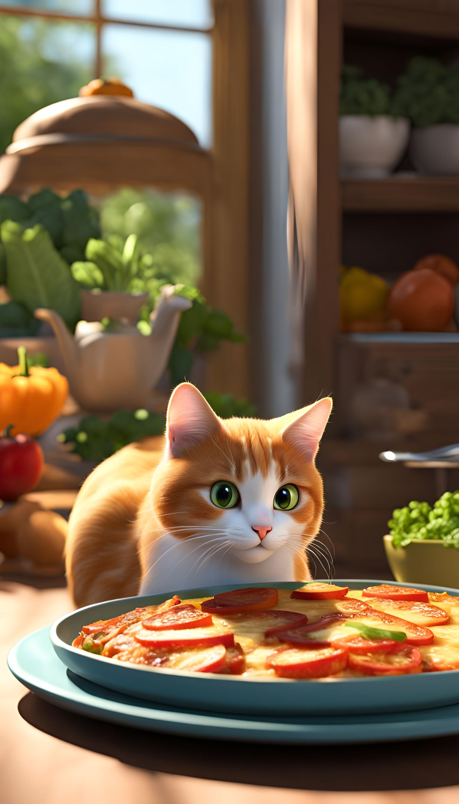 Andrew Garfield the Cat with Veggie Lasagna - AI Generated Artwork ...