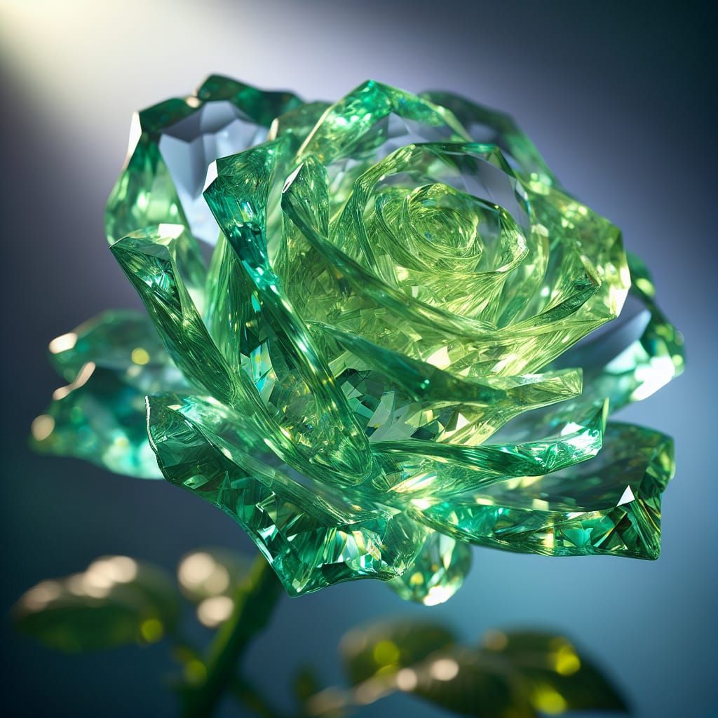 Blooming green translucent diamond whisper rose - AI Generated Artwork ...