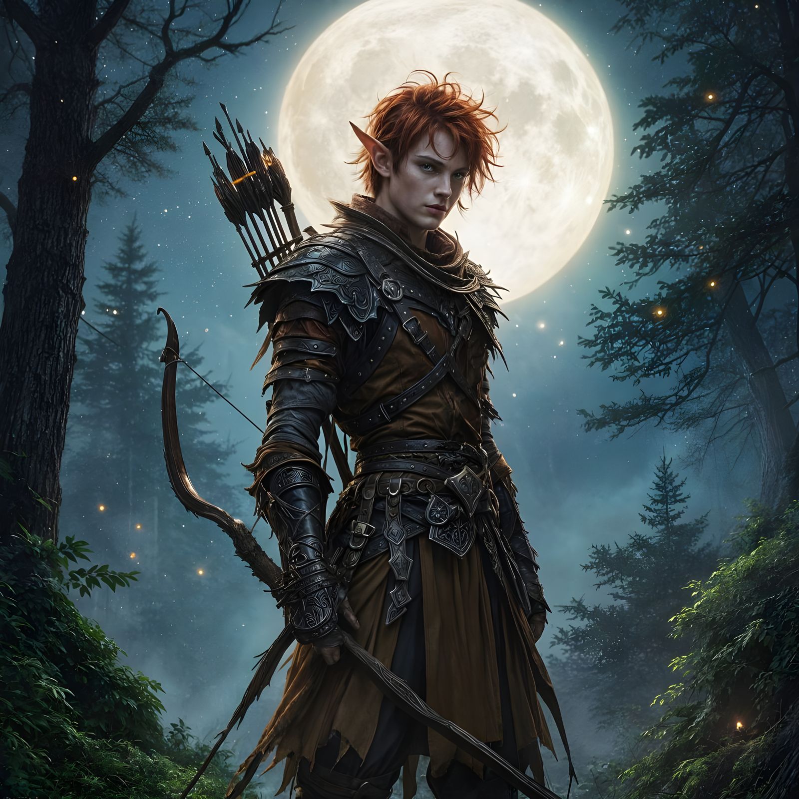 The Young Eld Hunter - Fierce Elven Hunter Stands Guard in M...