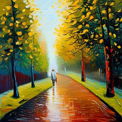 overnight rain dampens the pathway - AI Generated Artwork - NightCafe ...