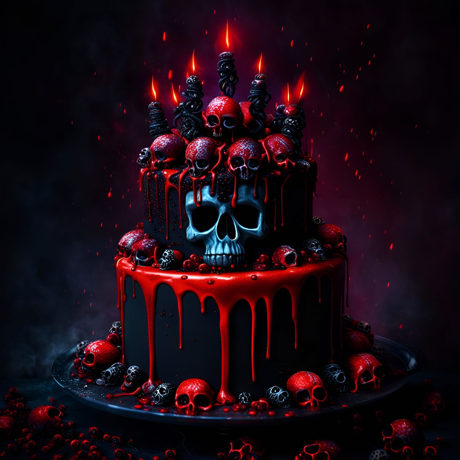Dark Goth Skull Cake - AI Generated Artwork - NightCafe Creator