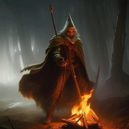 Wizards around a Campfire, handsome face, masculine, manly - AI ...