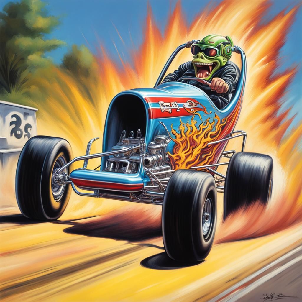 Drag Racer in Ed Roth style - AI Generated Artwork - NightCafe Creator