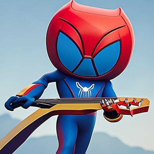 Spooderman holding a guitar - AI Generated Artwork - NightCafe Creator