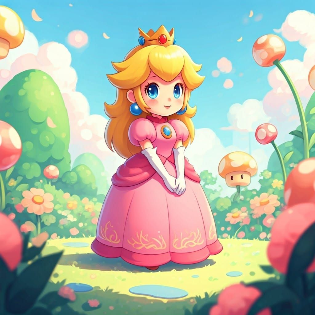Peach - Chibi Princess Peach in a Whimsical Kingdom