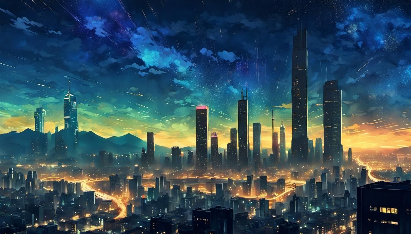 Starry Night in Cyberpunk City (JuggernautXLv7) - AI Generated Artwork ...