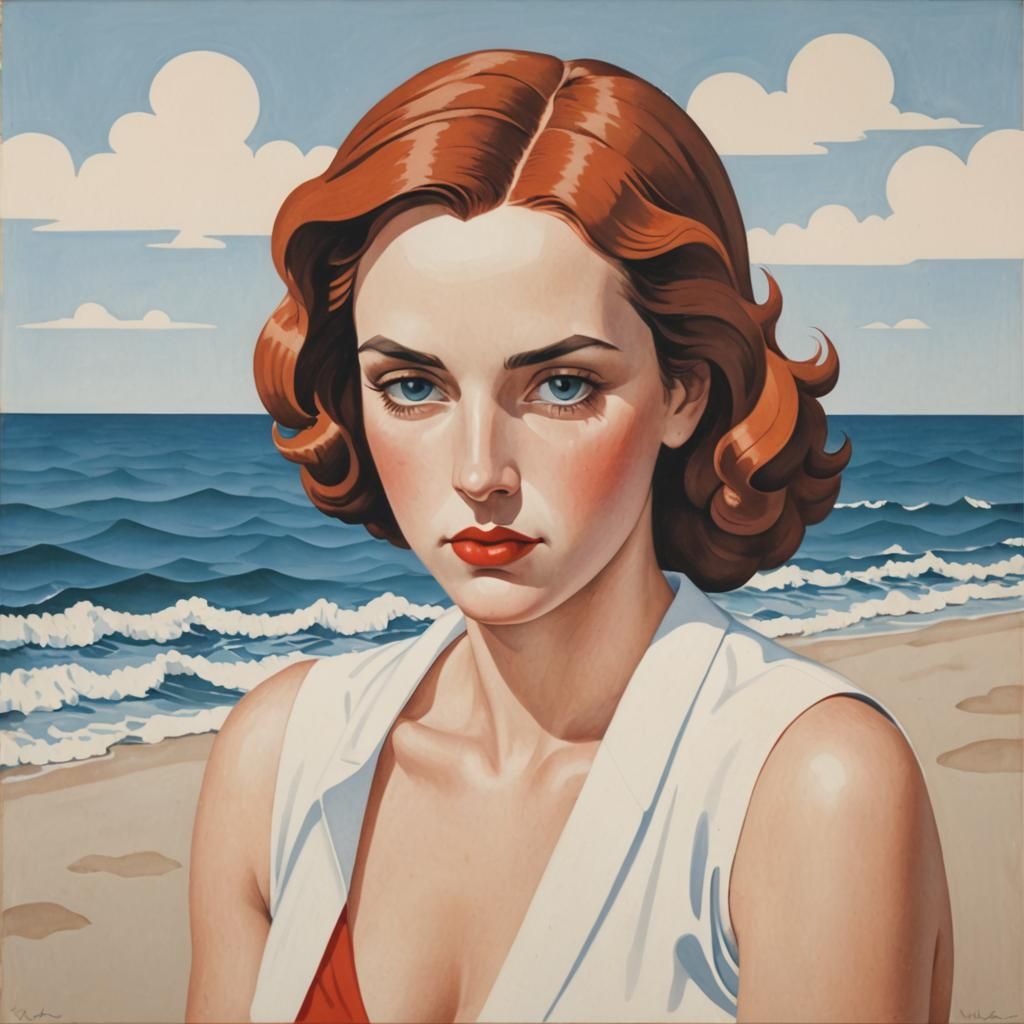 Lady on an ocean shore, Tom Wesselmann, - AI Generated Artwork ...
