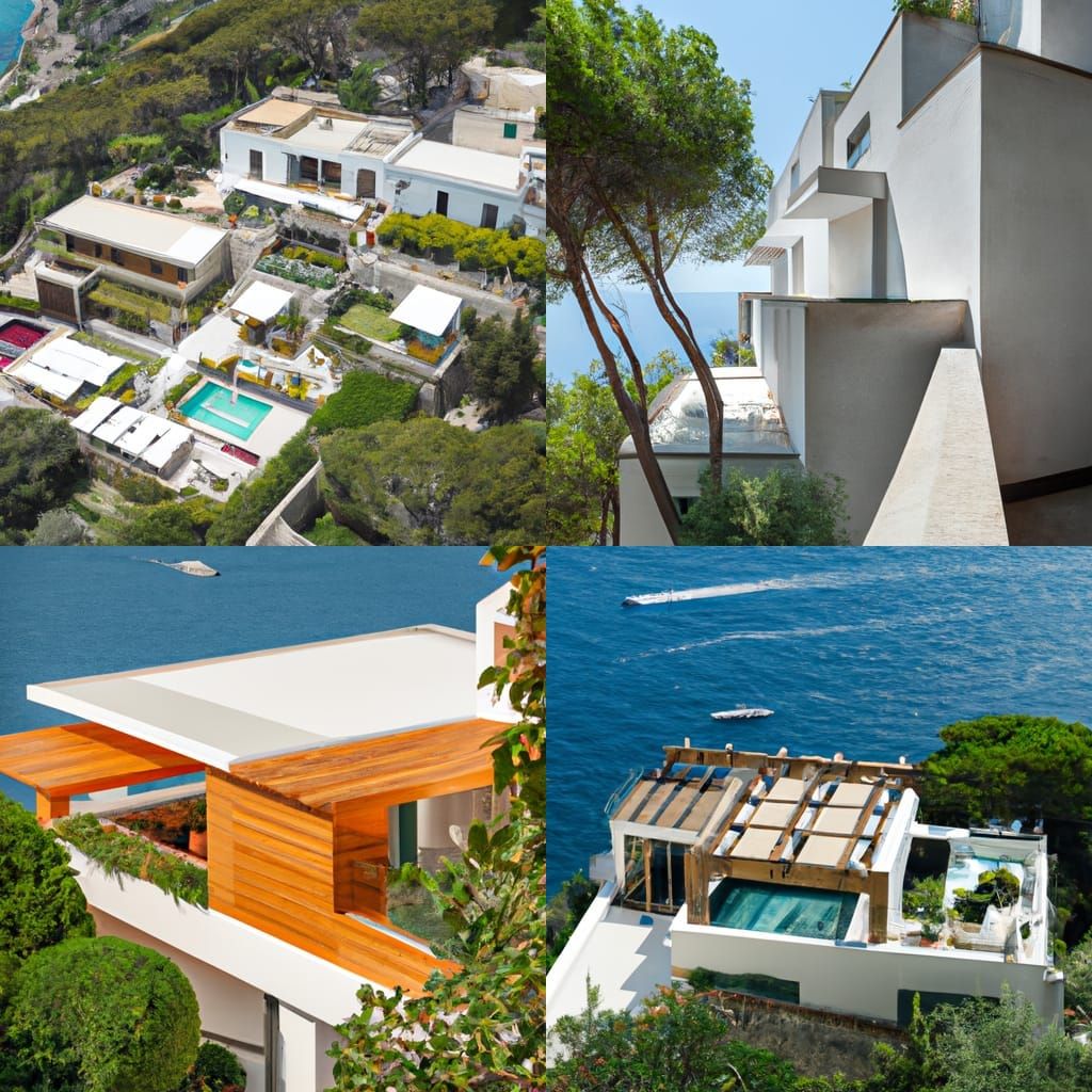 the house is located on the island of capri, its facades face the sea ...