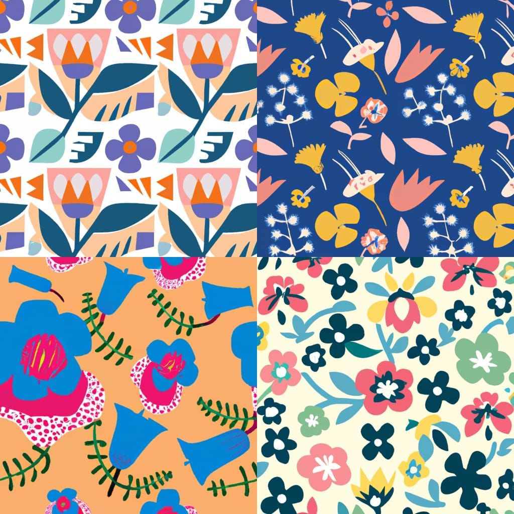 Contemporary textile pattern of geometrical British spring flowers ...
