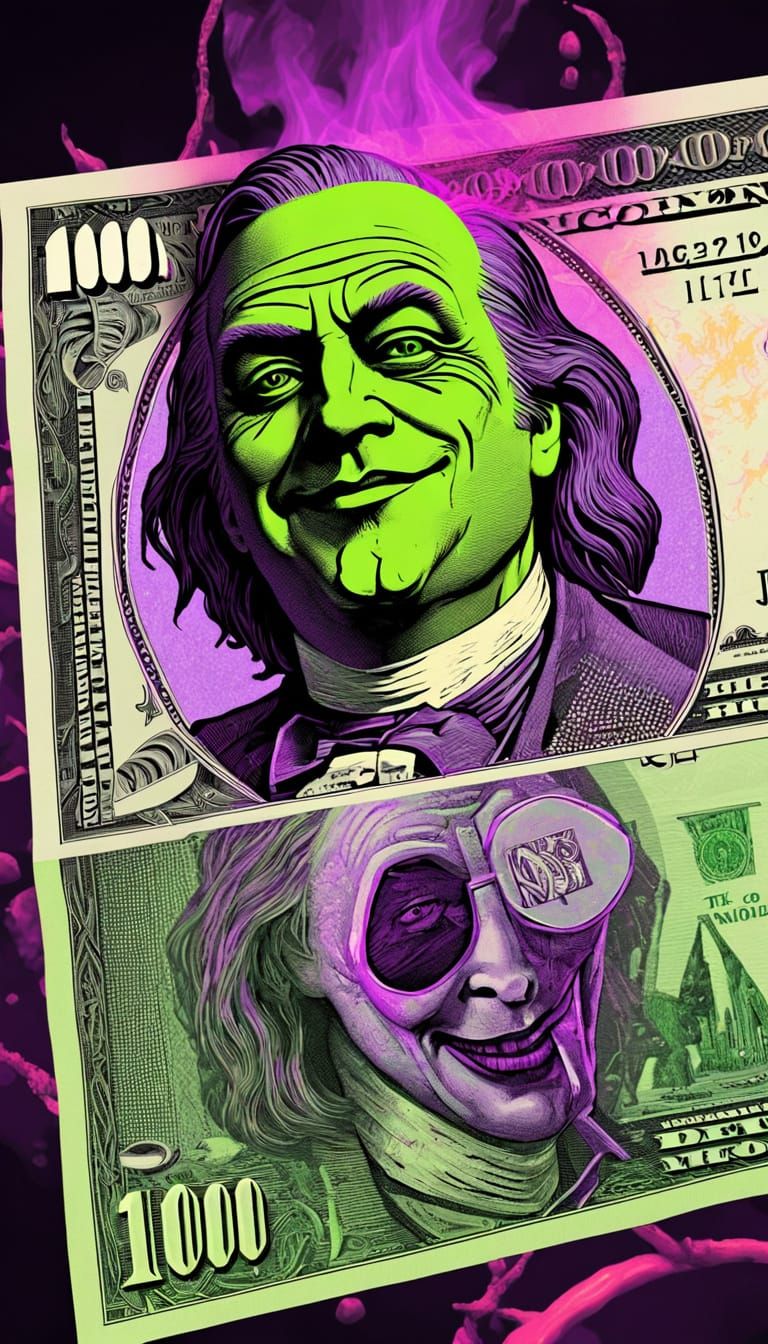 Post-Apocalyptic Currency in Neon Hues - AI Art