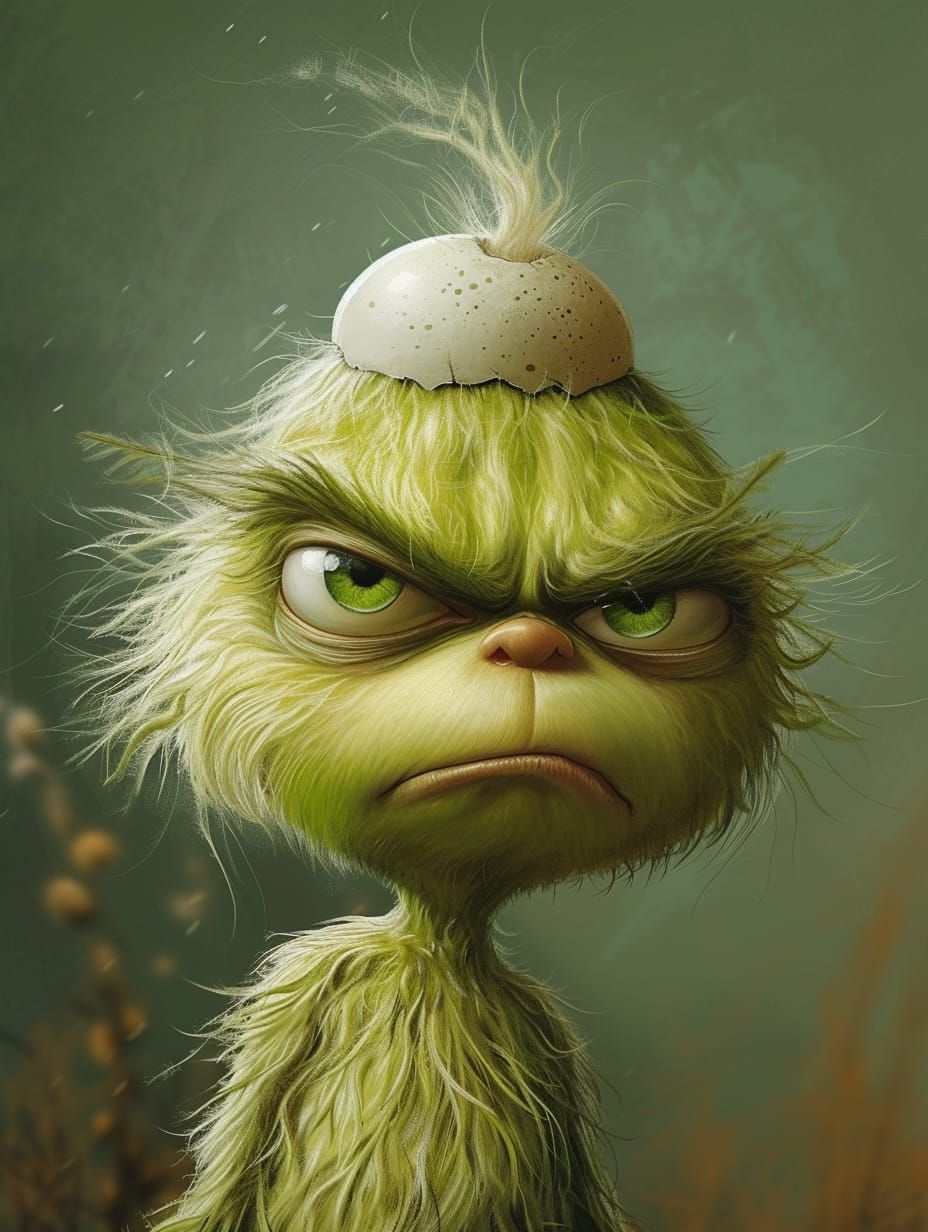 Grinch emerges from the egg - AI Generated Artwork - NightCafe Creator