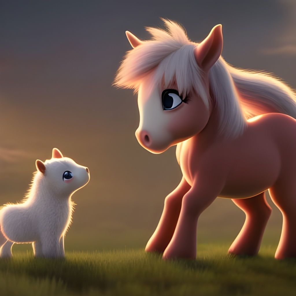 Little horse with little friend - AI Generated Artwork - NightCafe Creator