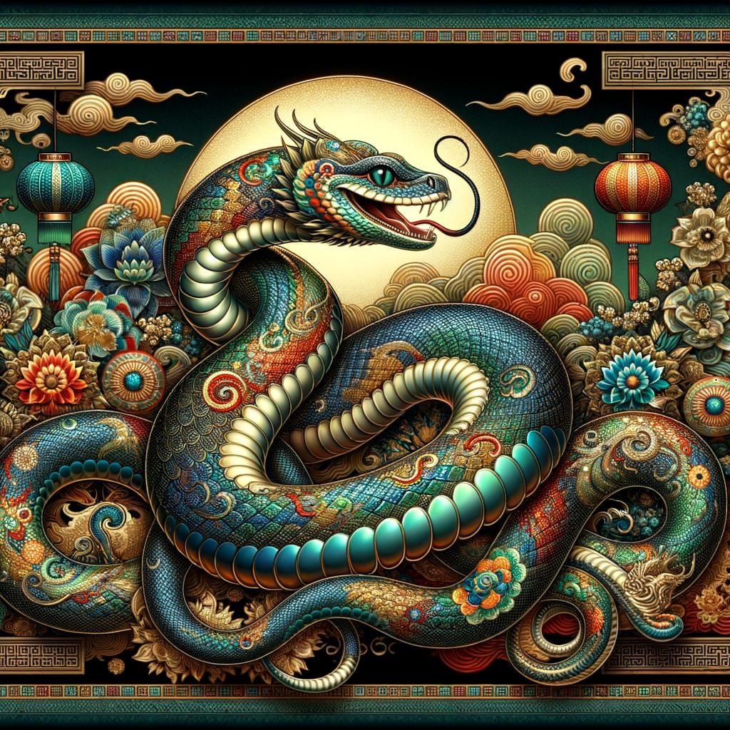 Year of the Snake - Elegant Snake in Chinese Zodiac Art