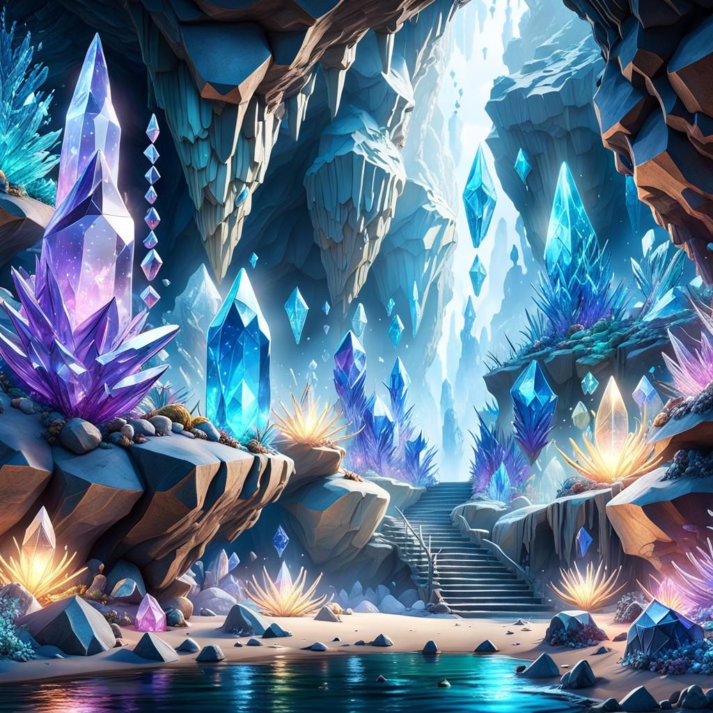 Colorful Crystal Cave - AI Generated Artwork - NightCafe Creator