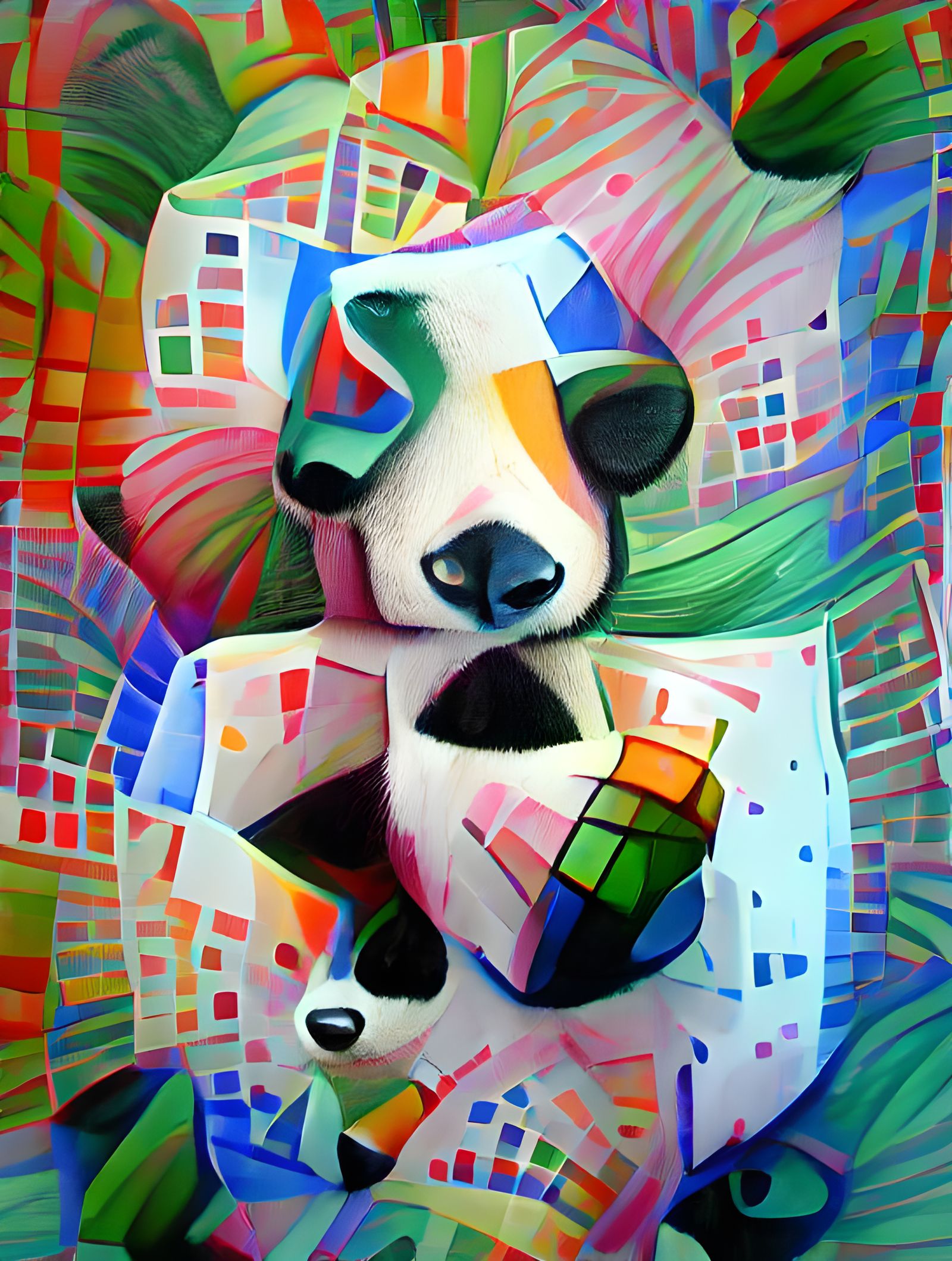 Cubist Panda Reflection - AI Generated Artwork - NightCafe Creator