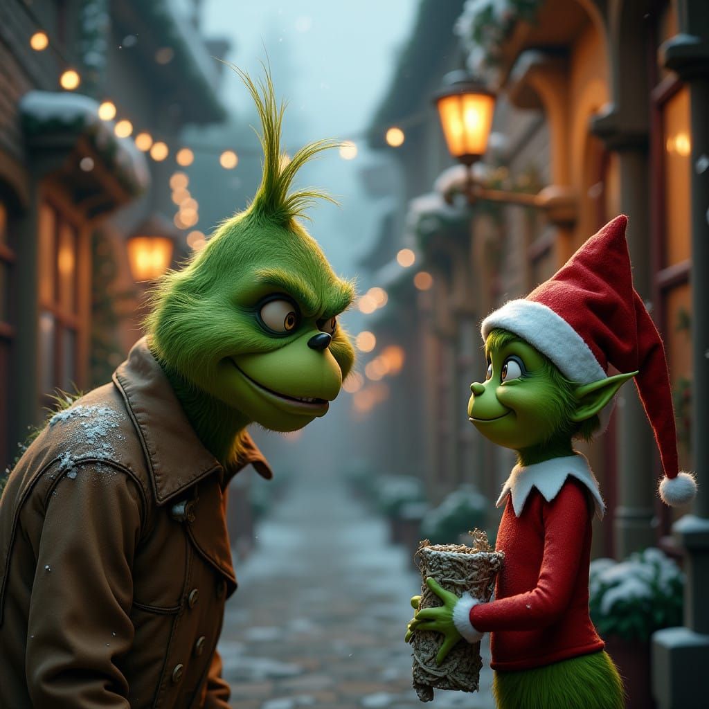 The Grinch Disapproves of Whoville's Cheerful Trad... - AI Art
