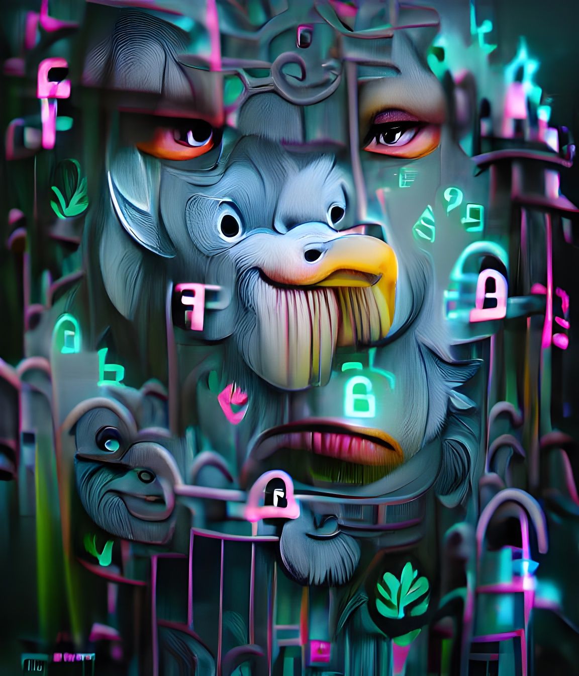 Cyber Funky Gorilla face - AI Generated Artwork - NightCafe Creator