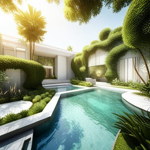 Outdoor pool - AI Generated Artwork - NightCafe Creator