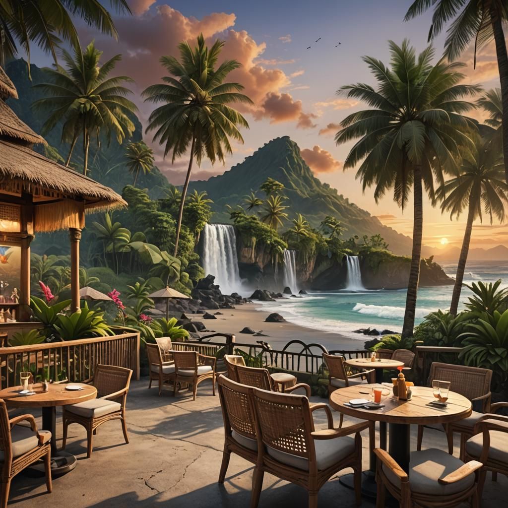 Waterfall Bar View. - AI Generated Artwork - NightCafe Creator