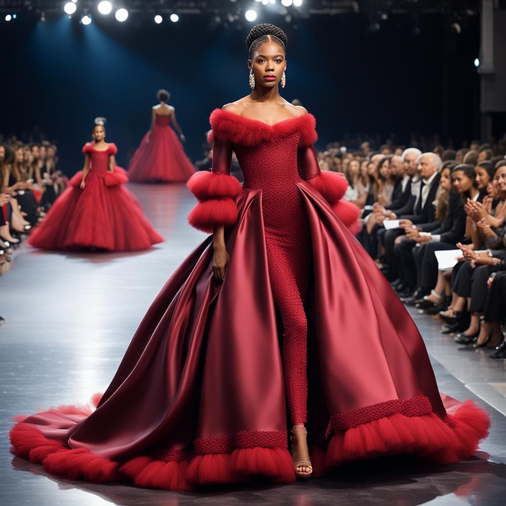 Shades Of Red Wide Evening Gowns Realistic & Simple. Redone. - AI Generated Artwork - NightCafe ...