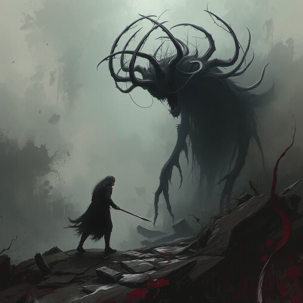 the curse of endless dread - Surreal Horror Scene in Dark Cy...