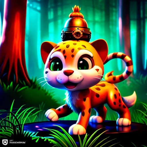 The new leopard king 🤴 🐆 - Adorable Chibi Leopard in Cere...