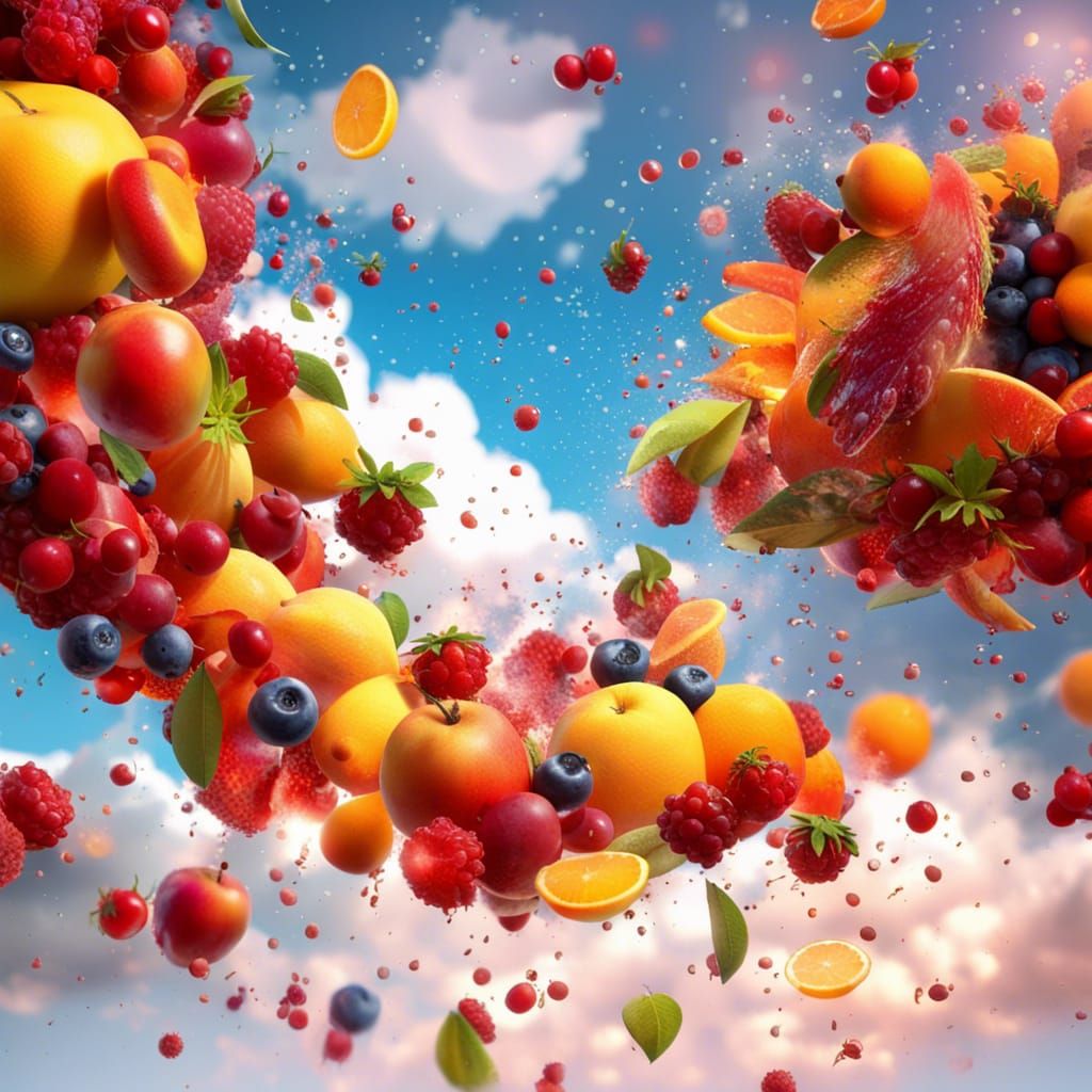 Raining Fruits 1 - AI Generated Artwork - NightCafe Creator