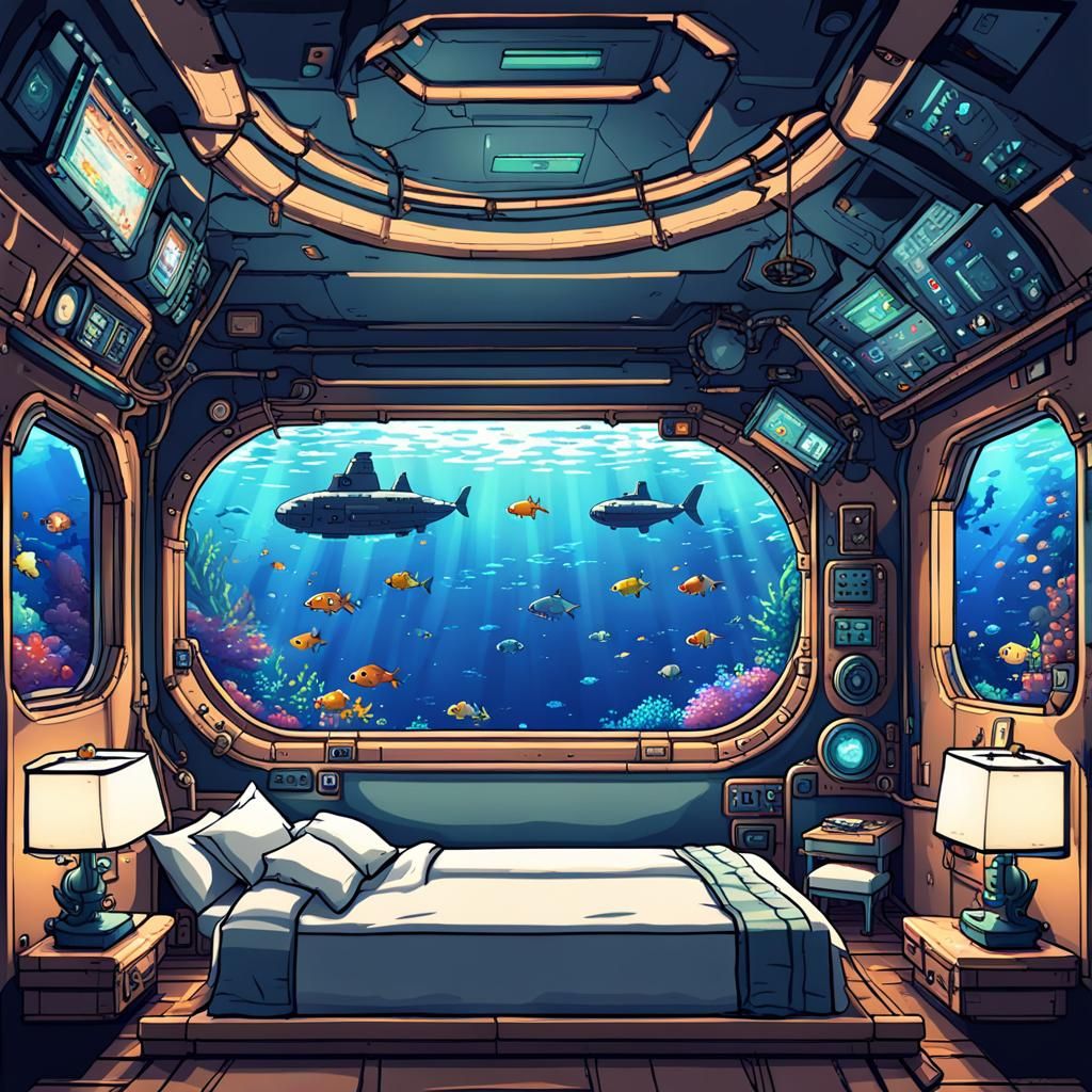 8 bit pixel bedroom in a Submarine - AI Generated Artwork - NightCafe ...