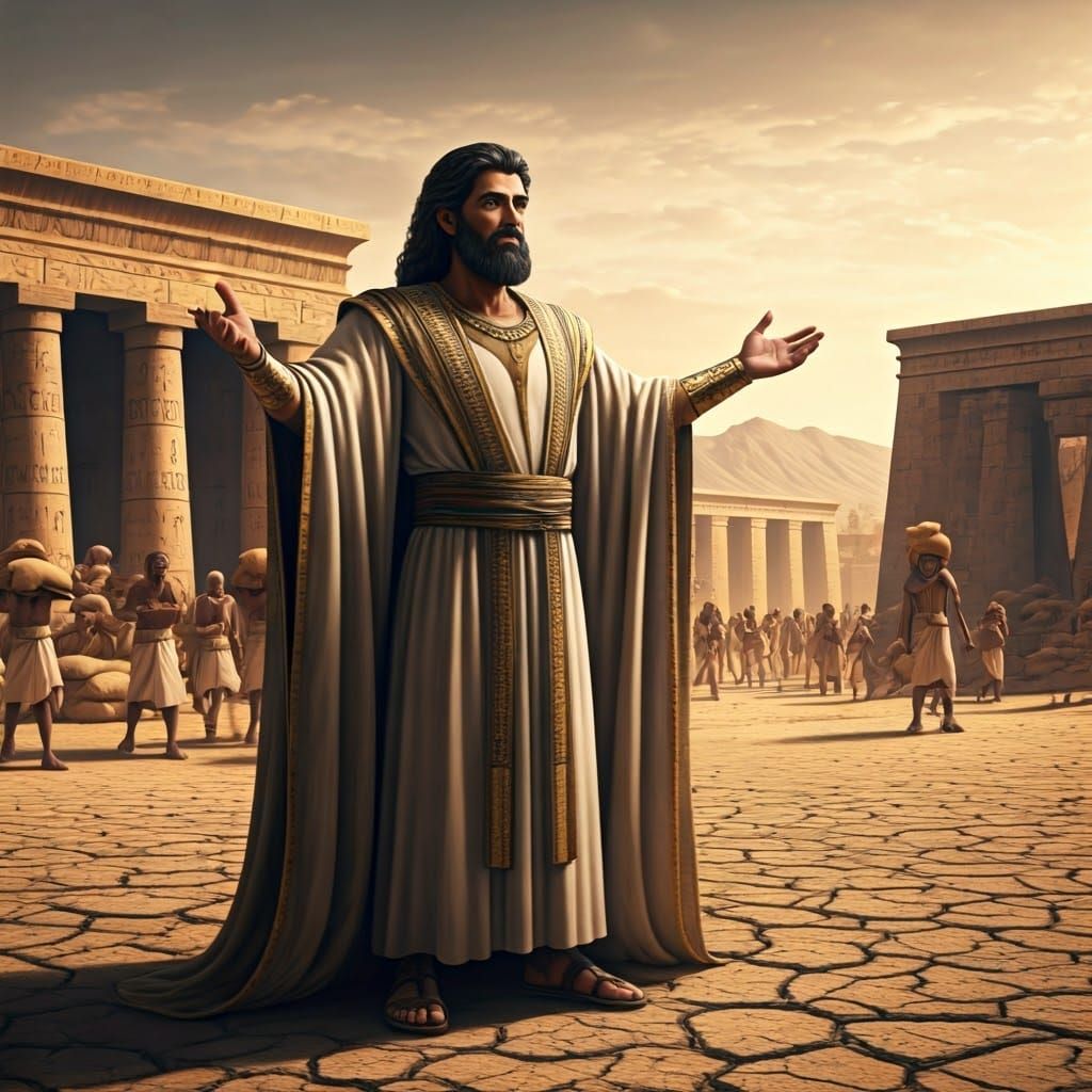 Ancient Egyptian Leader Joseph Presents Famine Rel... - AI Art