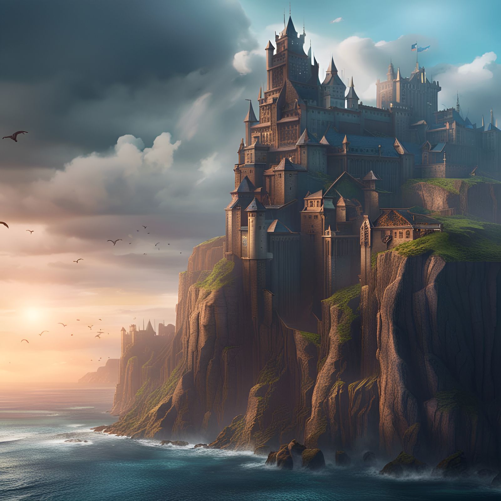 Castle on the Cliff - AI Generated Artwork - NightCafe Creator