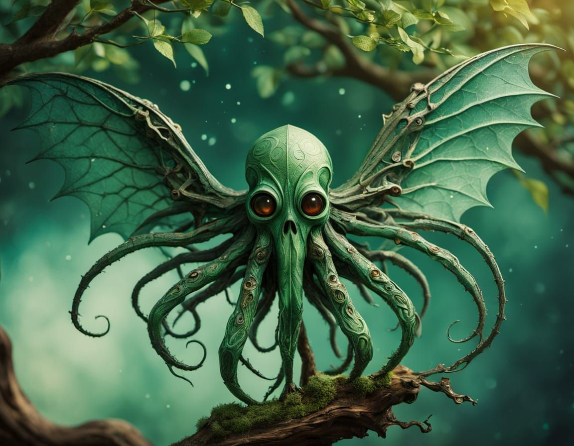 Surreal biomechanical tree with Cthulhu fairy Professional photography ...