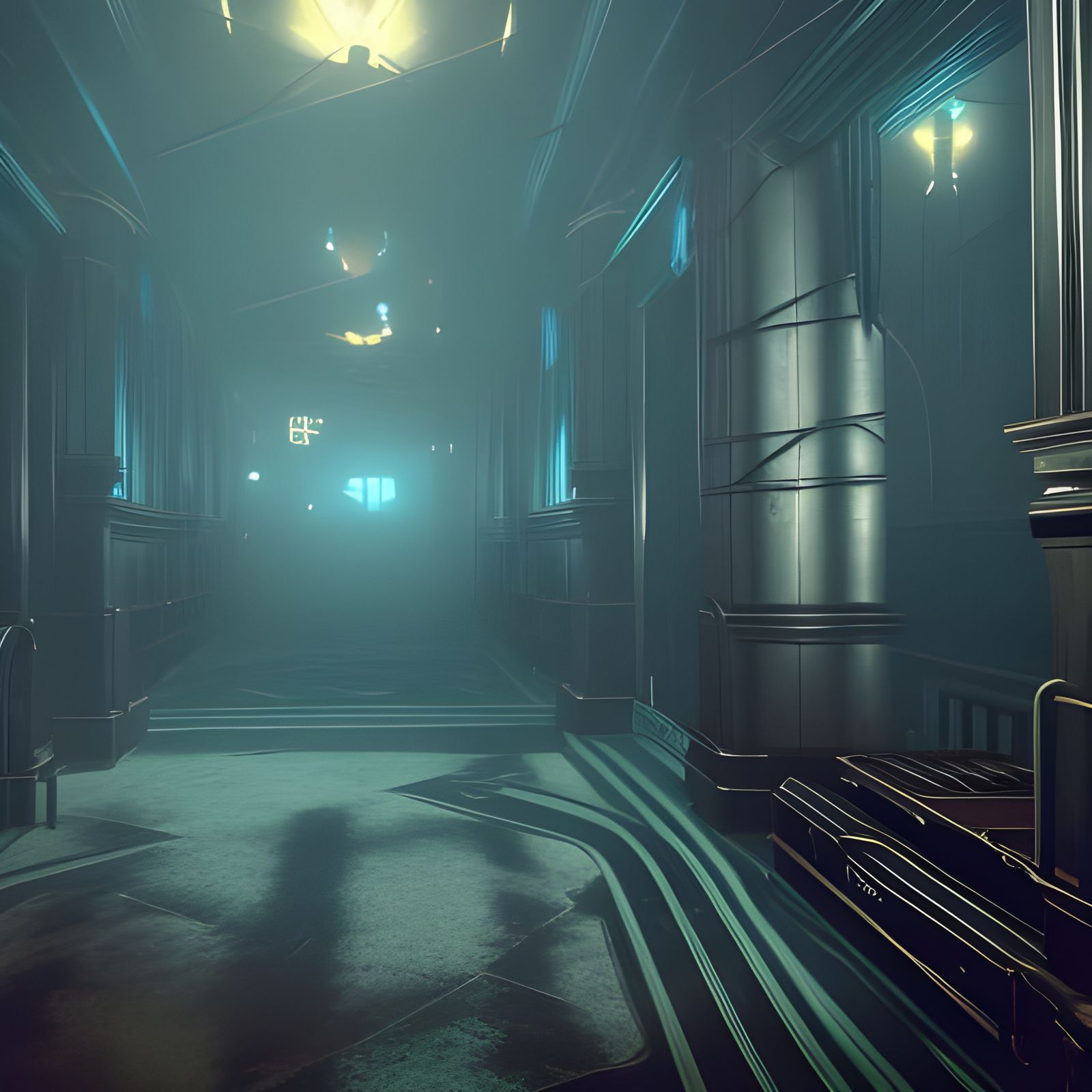 Rapture hallway - AI Generated Artwork - NightCafe Creator
