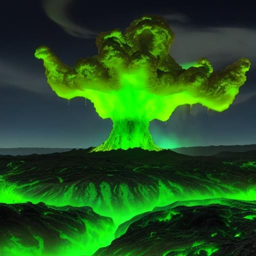 Nuclear radioactive green lava volcano eruption - AI Generated Artwork ...
