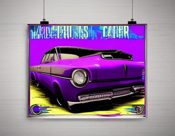 Violet Purple paintclassic lowrider car racing in a carfest splash ...