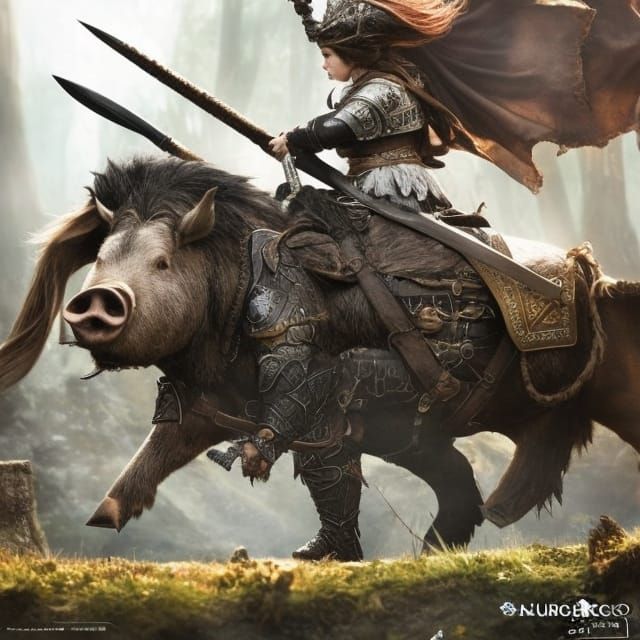 Dwarf riding a Battle Boar - AI Generated Artwork - NightCafe Creator