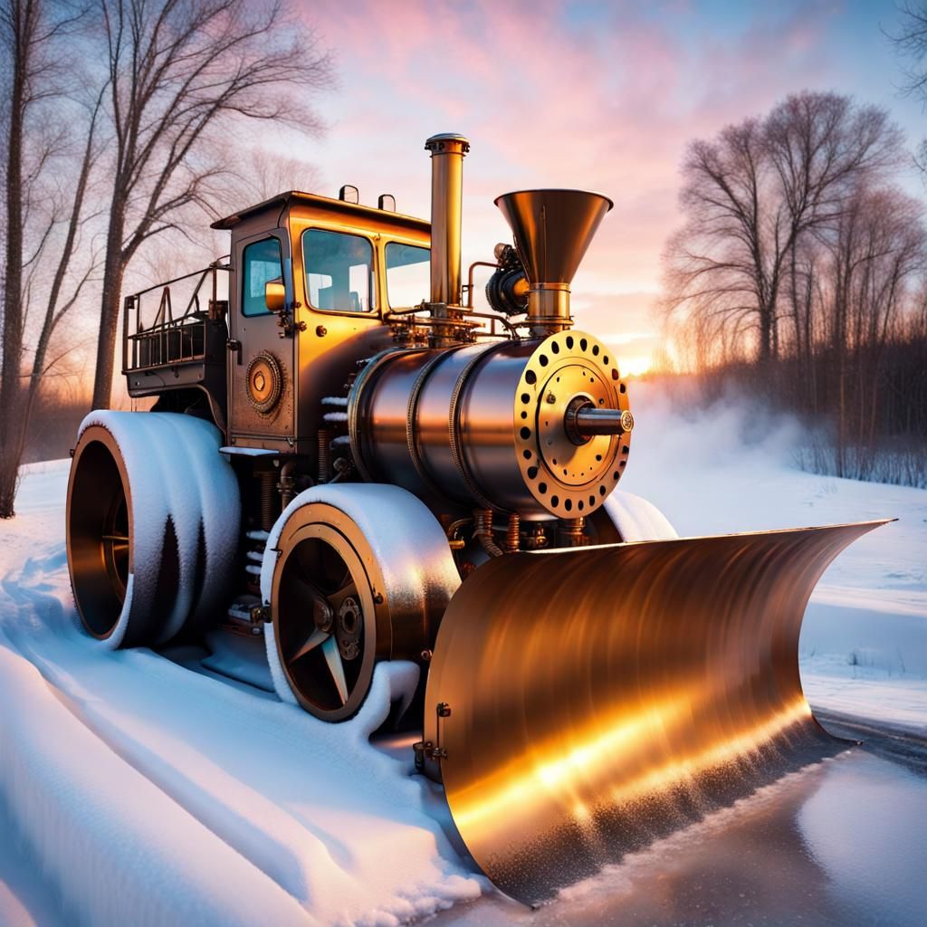 Steampunk snow plow - AI Generated Artwork - NightCafe Creator