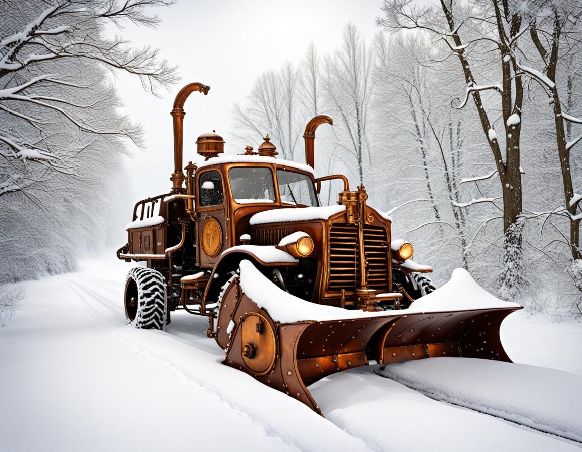 Steampunk snow plow - AI Generated Artwork - NightCafe Creator
