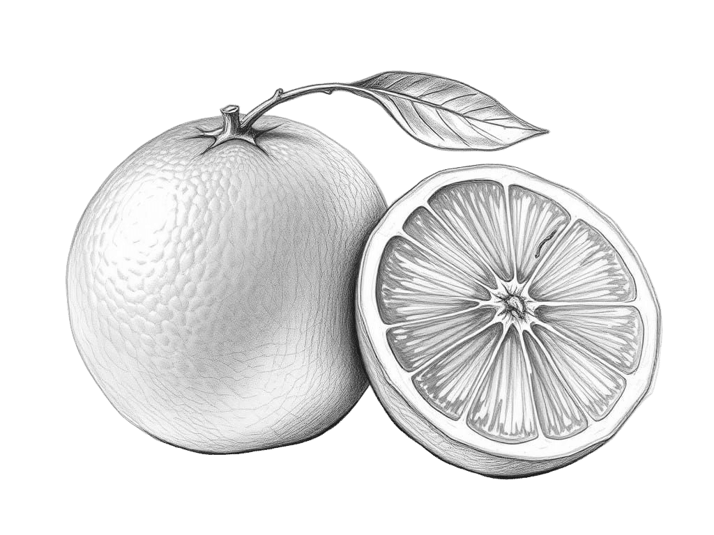 Oranges in Duality Pencil Drawing - AI Art