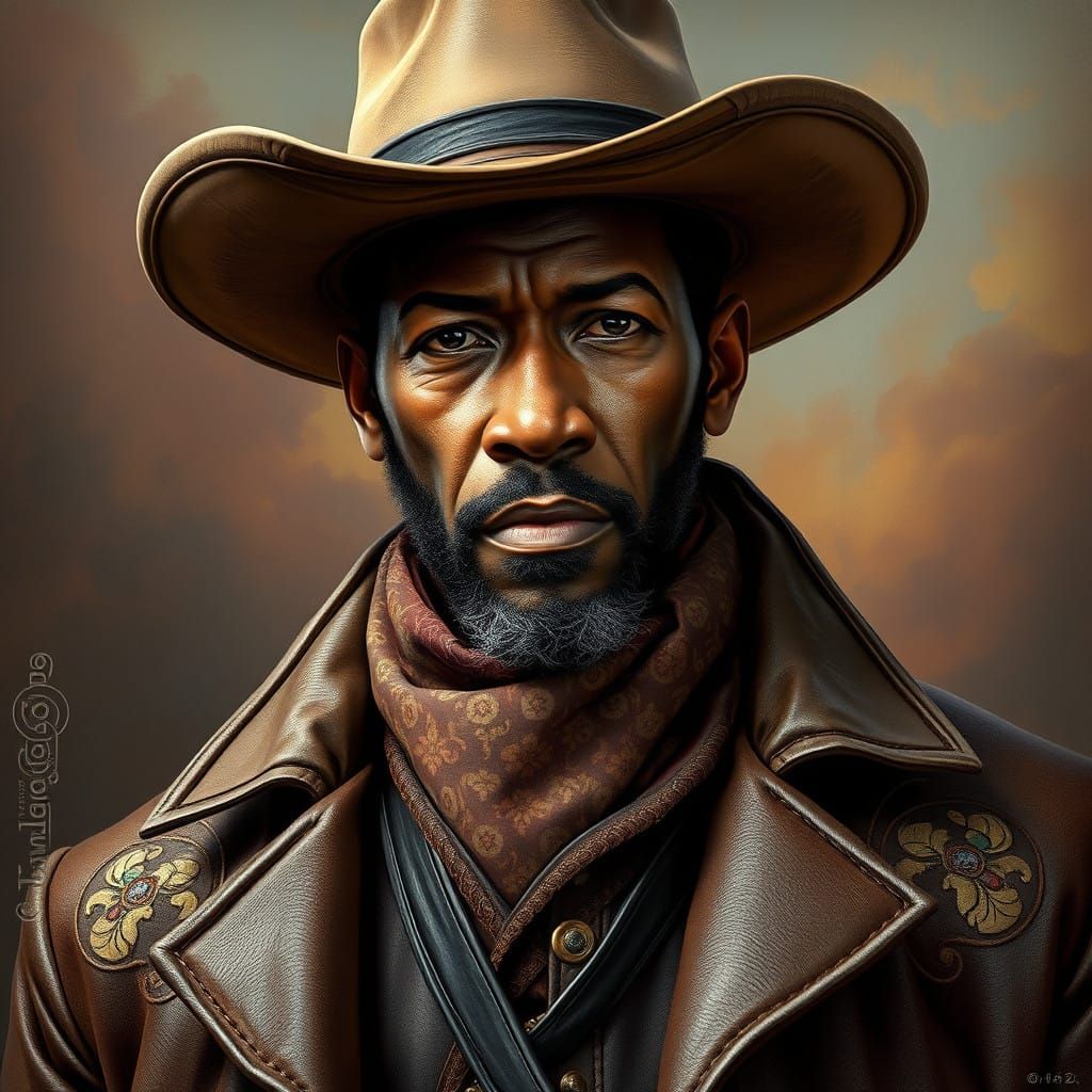 Regal Western Hero in Ornate Attire - AI Art